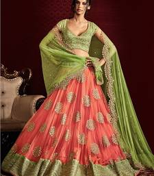 Pink embroidered net semi stitched lehenga - Davara Creation - 1906681
