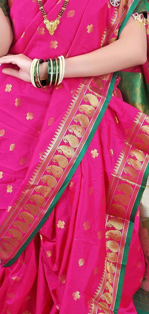 pink woven poly cotton silk traditional nauvari-saree - Fashion House ...