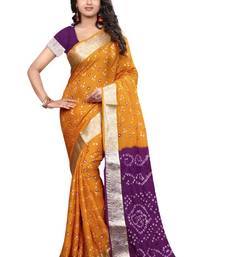 Yellow embroidered art silk saree with blouse - Nitay Fashion - 1964145