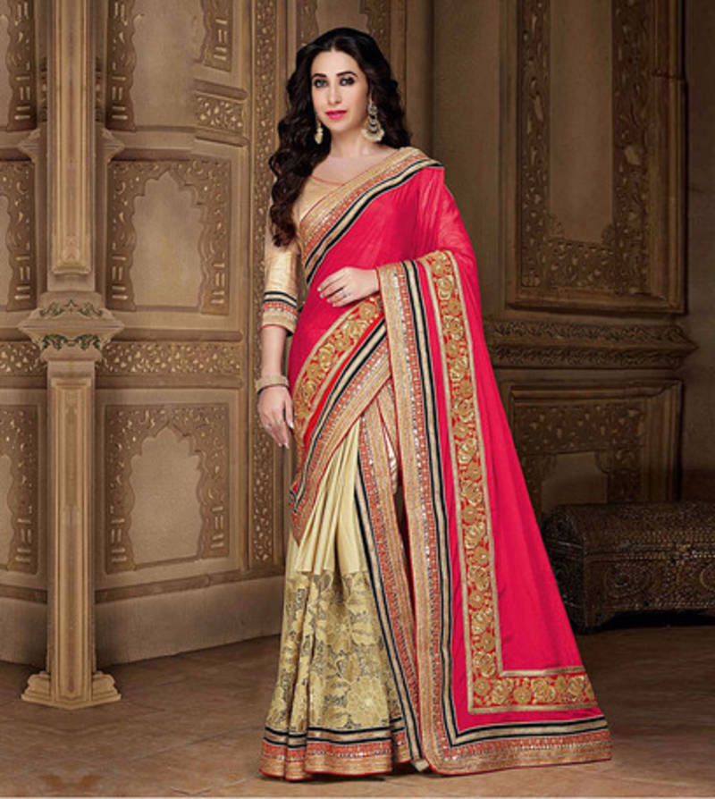 red embroidered zoya silk saree with blouse - ANGEL FASHION STUDIO ...