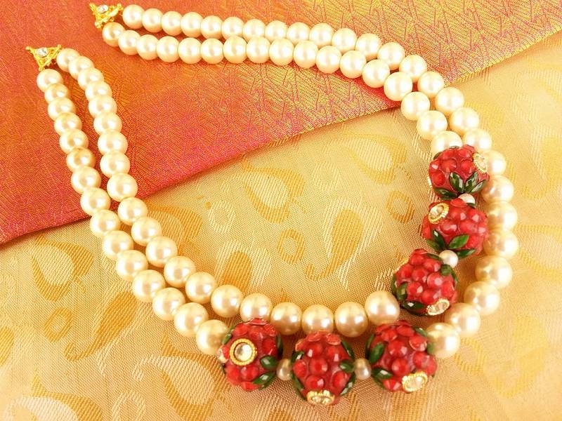 Cute Pearl Beaded Layer Necklace - Mokshi Collections - 1998289