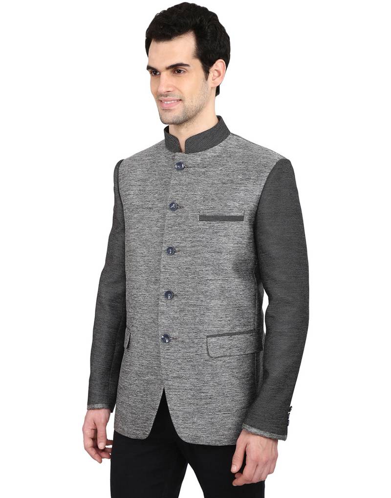 Indian Attire Ethnic Blended Grey Indo-Western Bandgala (Indian Coat ...