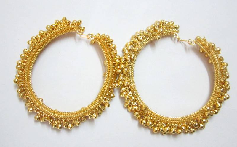 Gold Bells Kada Payal Anklets Pair - ETHNIC INDIA - 2071239