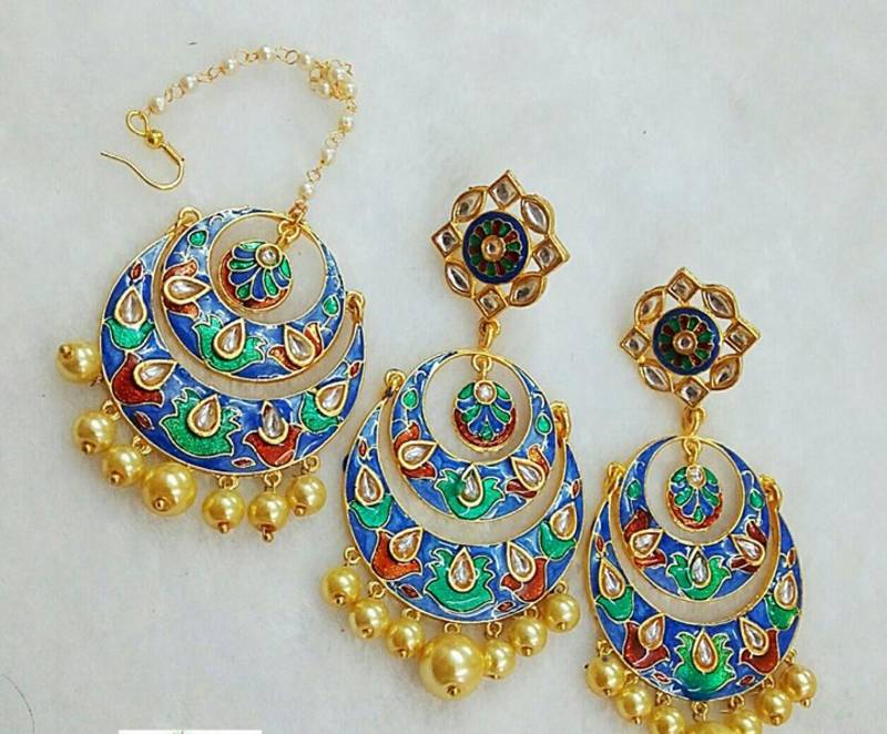 CLASSY ELEGANT MEENA PEARL MAANG TIKKA EARRING SET - Elegant Elements ...
