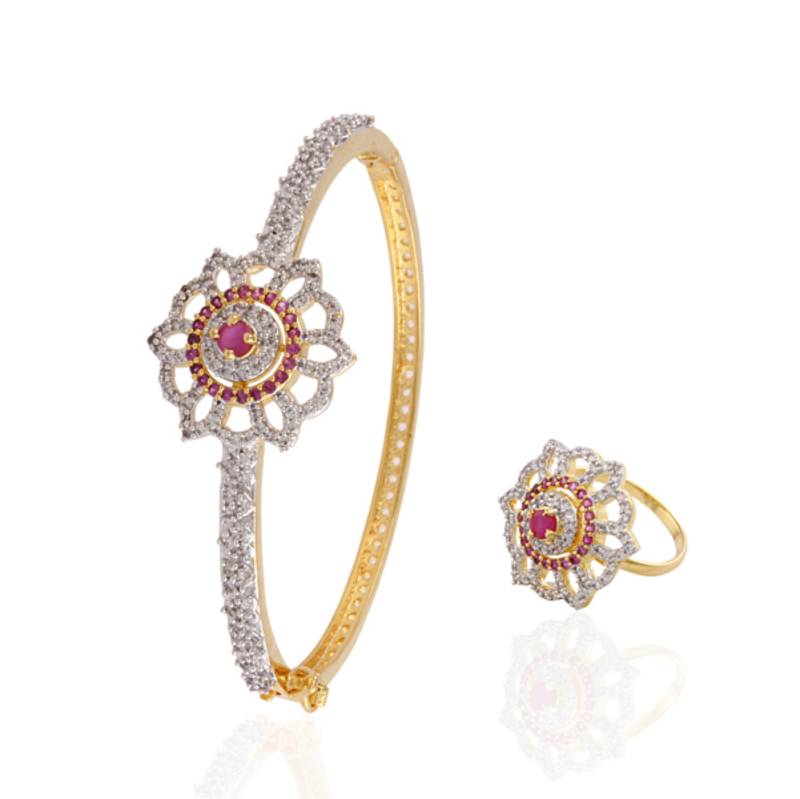 gold plated american diamond combo - PANJARAT - 281791