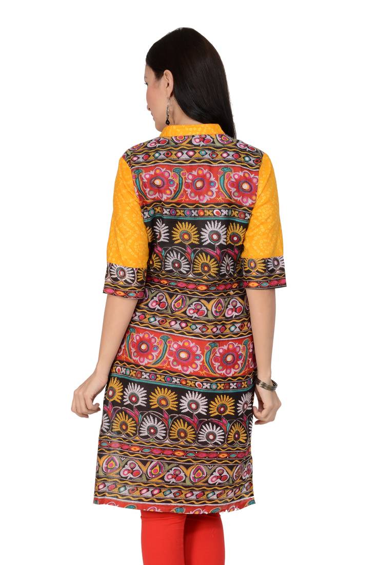 Black printed cotton stitched kurtas-and-kurtis - Pannkh - 2121532