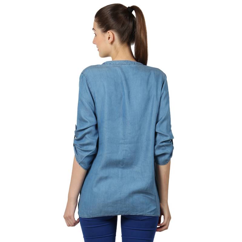 Blue Denim Denim Solid tops - BKind - 2124145