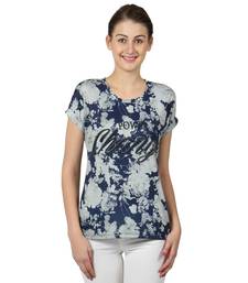 Blue Poly Jersey Poly Jersey Floral Print tops - BKind - 2124675