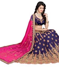 Blue Embroidered Silk Unstitched Lehenga With Dupatta - Isha Enterprise ...