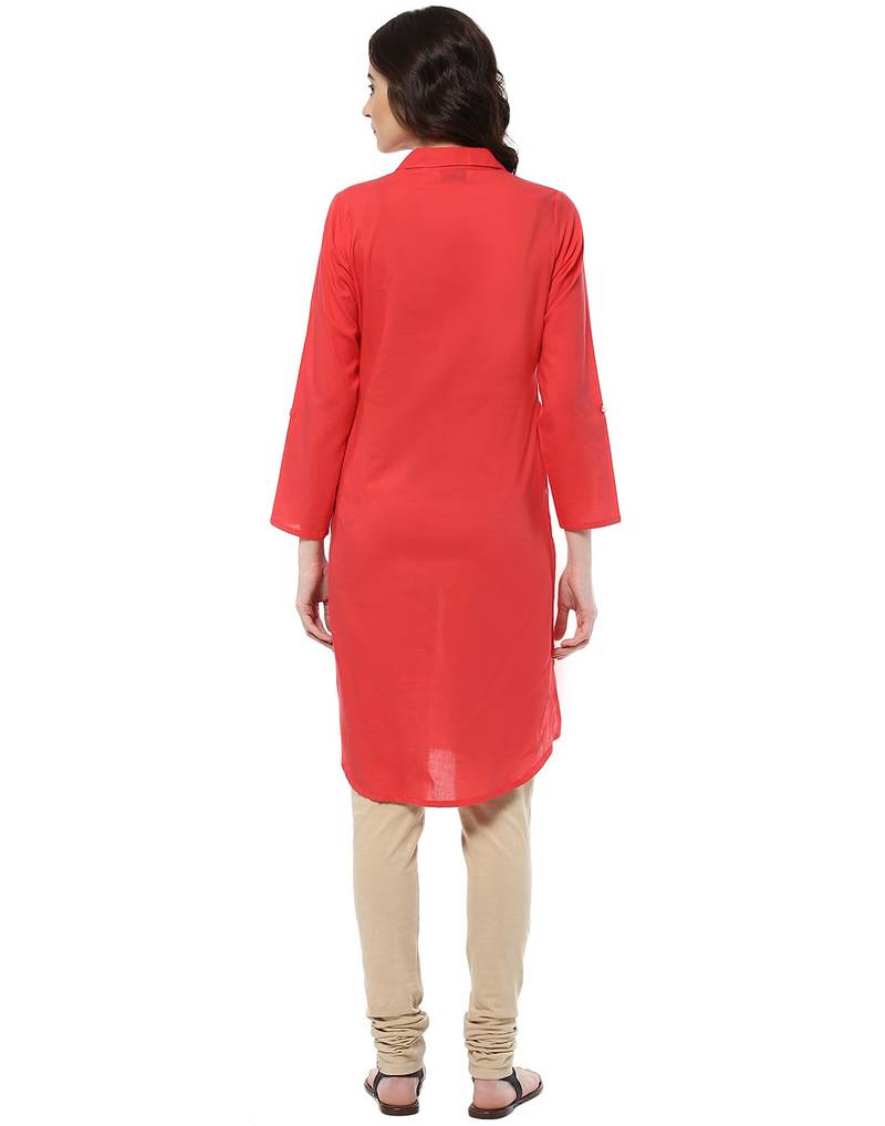 Jaipur Kurti Women's Cotton Peach Colour Kurti - Jaipur Kurti - 2140246