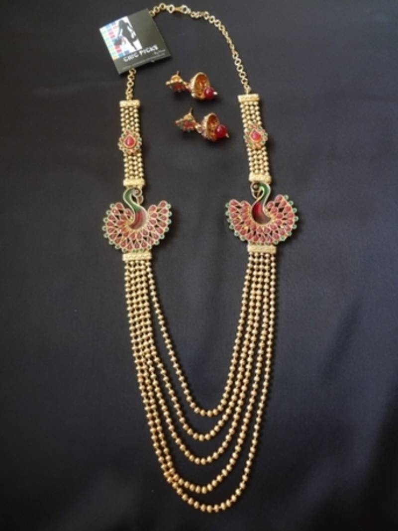 Layered Peacock Rani Haar with Jhumka's - Chic Picks - By Vinti - 295982
