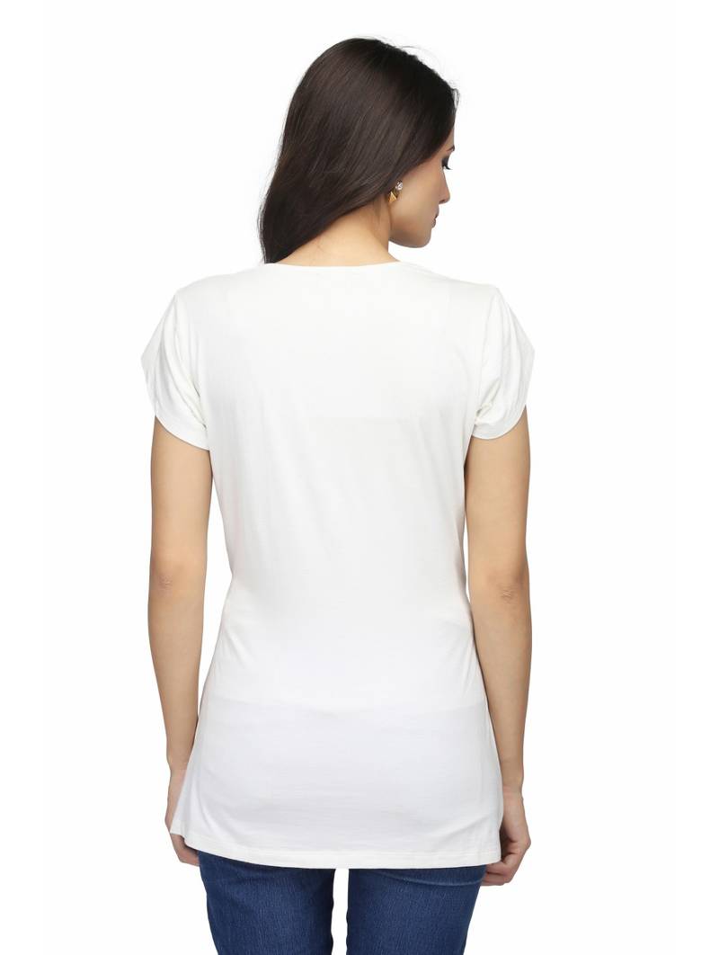Off White Color Casual Top - Karmic Vision - 2224321