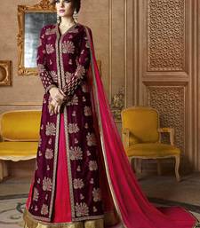 Wine embroidered silk salwar - Vijay Couture - 2252867