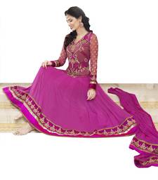 Magenta Color Traditional Embroidered Pure Georgette Semi-Stitched ...