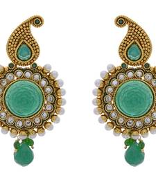 Antique Golden Stone Studded Traditional Kairi Theme Earrings - Pearls ...
