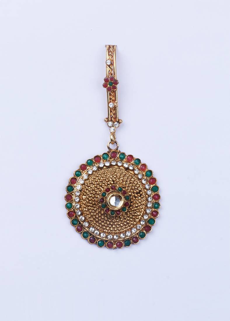 Traditional Red Green Round Gold Diamante Challa/Waist Key Chain/Satka ...