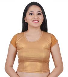 Copper Cap Sleeve U-Neck Cotton Lycra Stretchable Readymade saree ...
