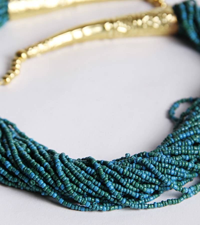Teal Multibeaded Hasli - Aradhyaa Jewel Arts - 309813