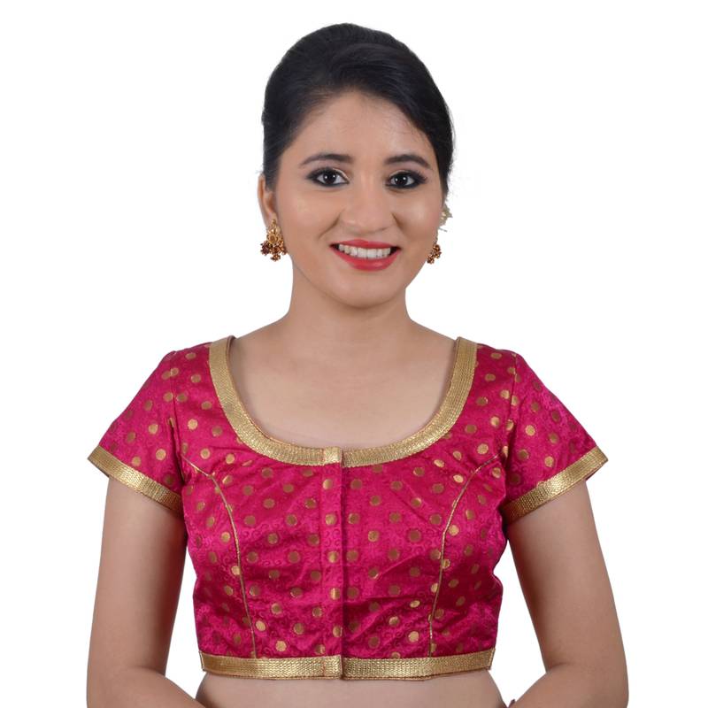 Areum Rani Brocade Jari Butti Polka Dot Padded Readymade Saree Blouse ...