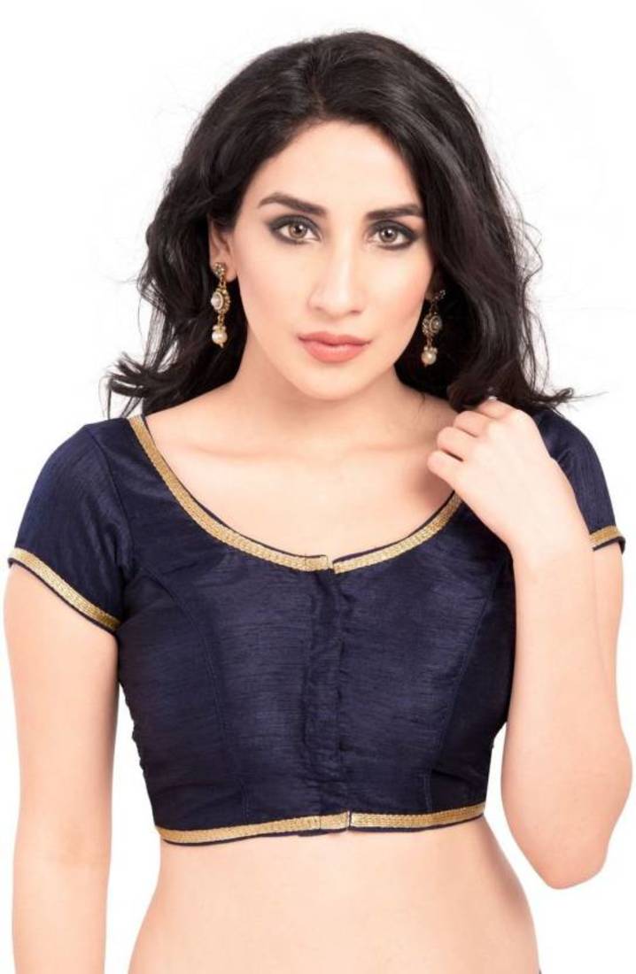 nevy blue banglory lace unstitched blouse - Am Fashion - 2318013