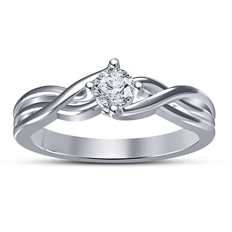 Womens Simple & Daily Use White Platinum Plated Solitaire Wedding Ring ...