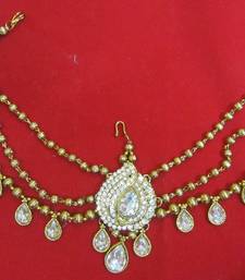 Designer Hair Accessory Jooda Jura Chain Crystal Polki Gold Plated ...