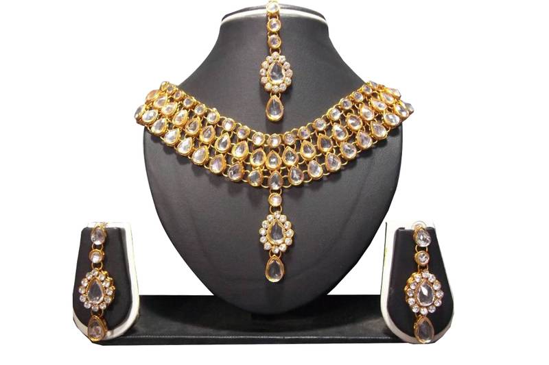 White stone dulhan set - Shree Mauli Creation - 174132
