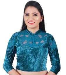 Blue Cotton Lycra Solid stitched blouse - Biyu - 2342550