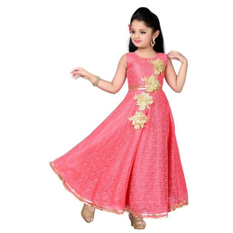 Gajri color Soft Net Designer Gown - Fablica - 2351317