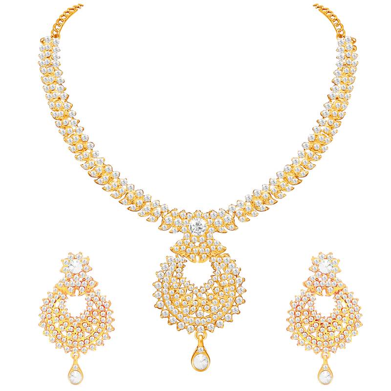 Atasi International Kishty Diamond Gold Plated Necklace Set - Atasi ...