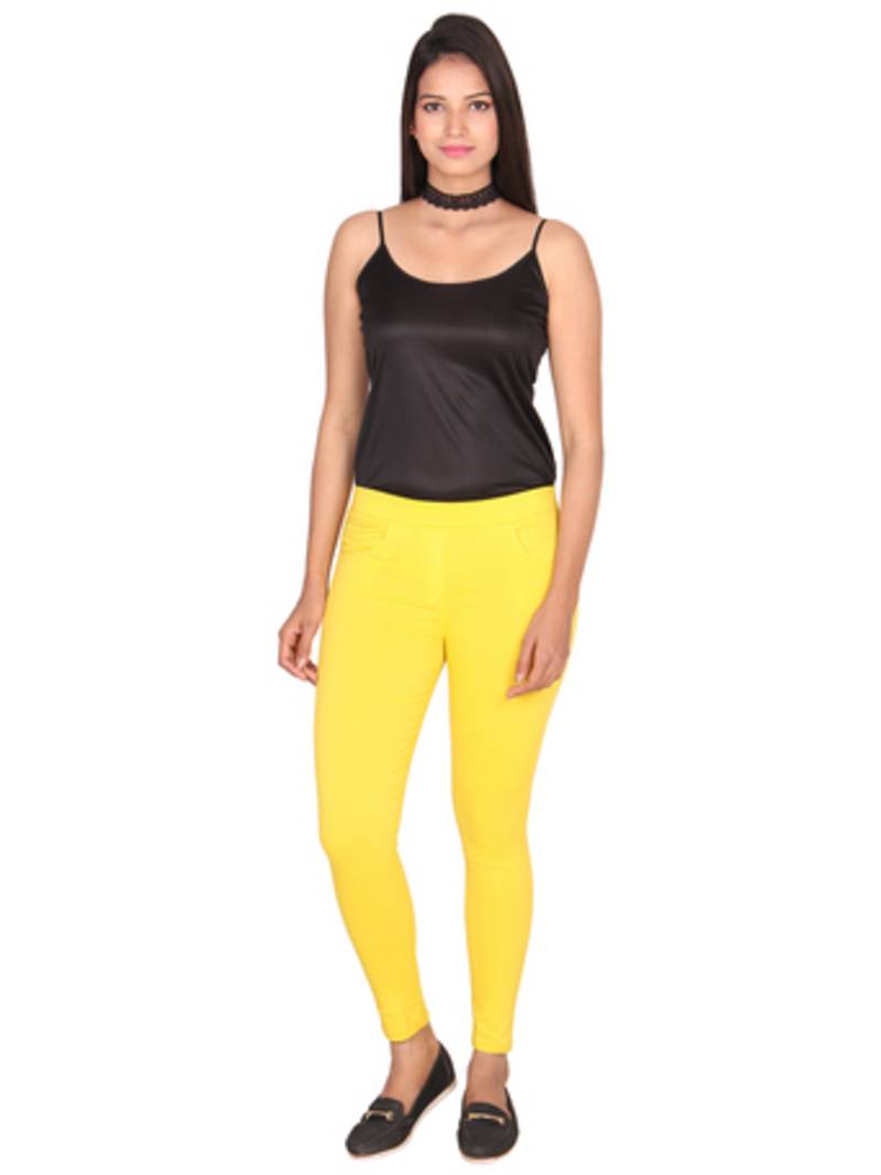 Yellow lycra cotton jeggings - Sritika - 2358542