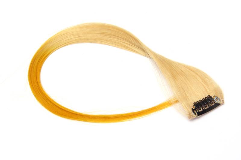 10 Single Clip ins Remy Bleached Stitched Human Hairs 20 inches colour ...