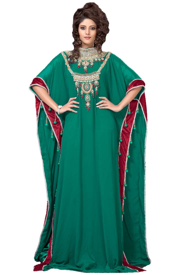 Graceful Bottle Green Color Designer Arabic Kaftan Dress - Kolkozy ...