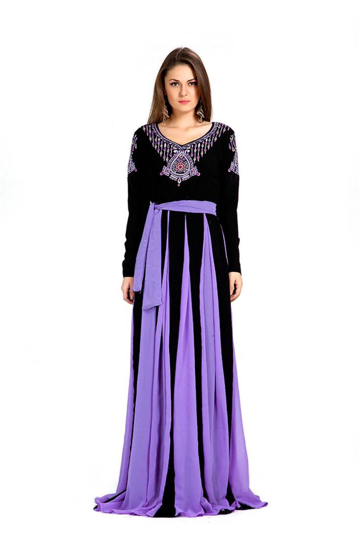 Purple And Black Color Exclusive Kaftans Georgette Designer Kaftan ...