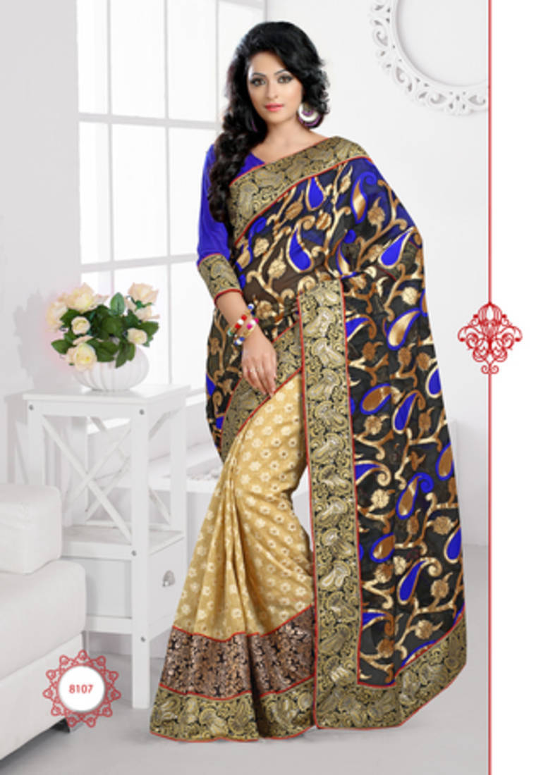 Black , Purple And Chiku Color Banarasi Jacquard With Heavy Border Work ...