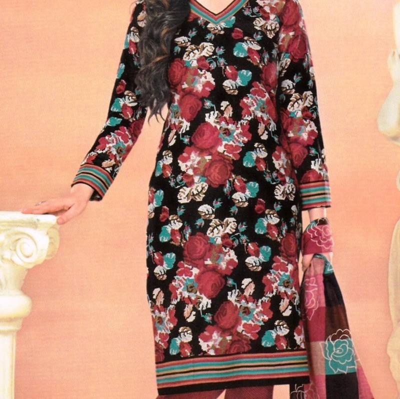 Beautiful Multi Color Printed Cotton Unstitched Dress Material - DP ...