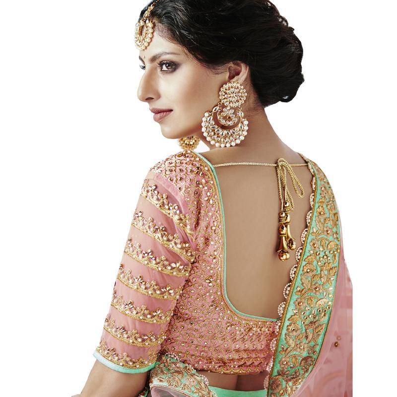 Sky blue embroidered silk unstitched lehenga with dupatta - Vasu Sarees ...