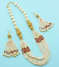 Dark pink designer mala set jewellery for women - Orniza - 2417649