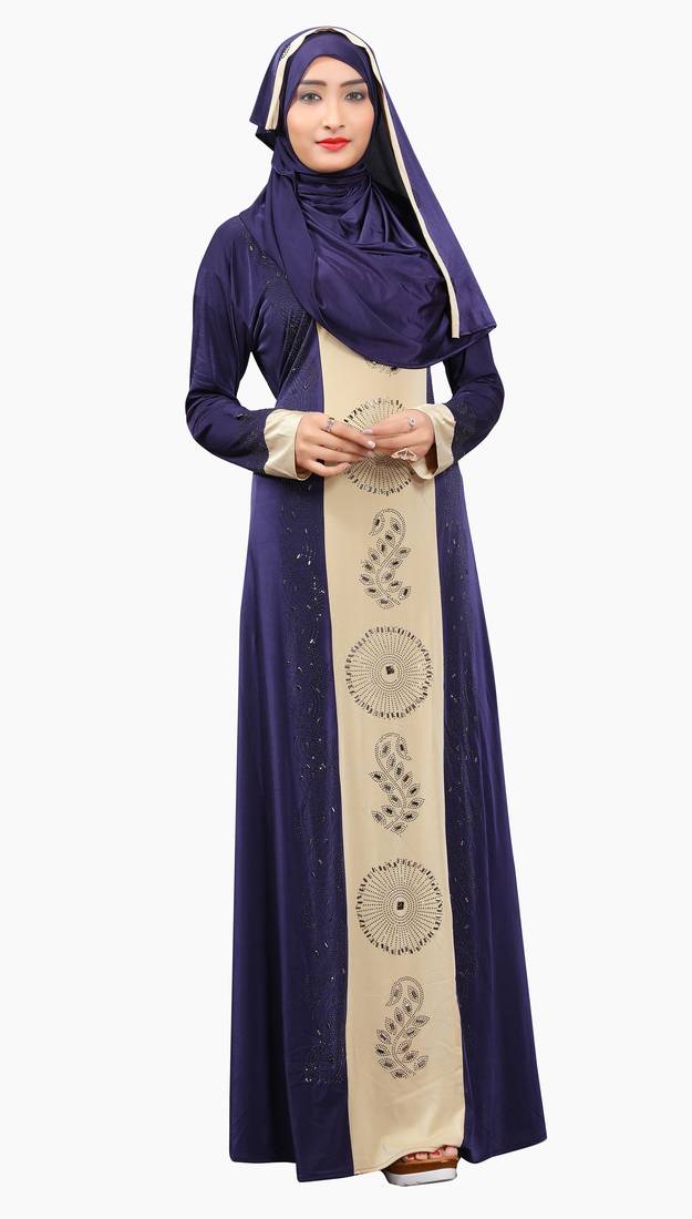Navy Blue Colour Stretchable Lycra Diamond Stone Work Straigth Style ...