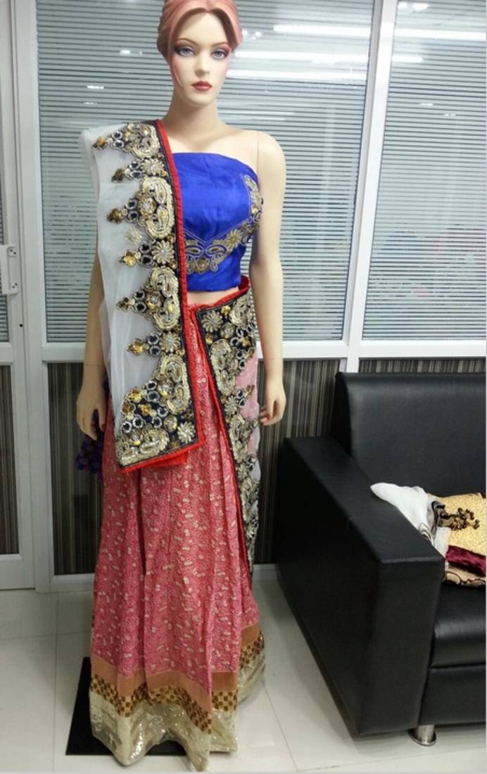 Madhuri Heavy Work Red Lehenga - AURA D'ZIGNS - 253526