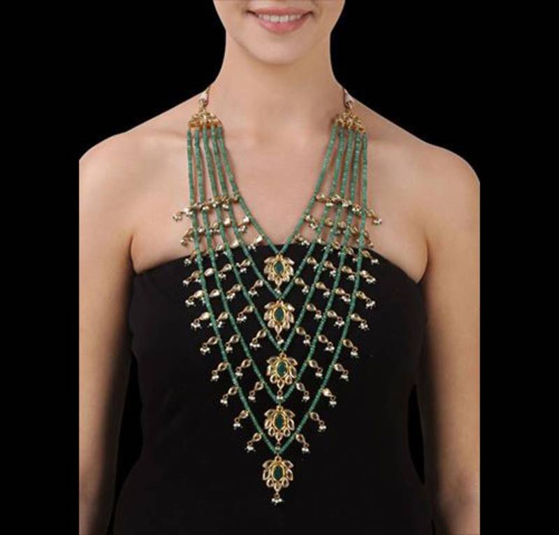 Green Jade And Gold Plated Kundan Panchlada 5 Line Raani Haar ...