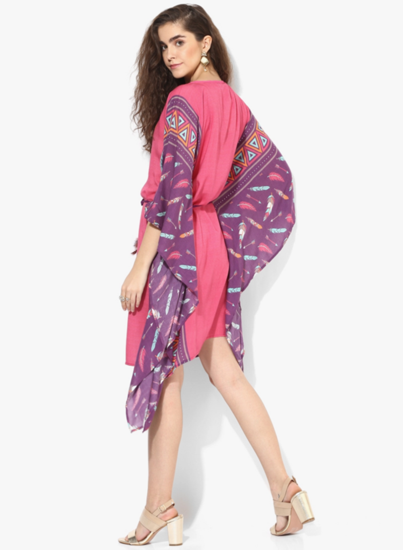 Boho Feathers Kaftan With Belt Kaftan - The Kaftan Company - 2433823