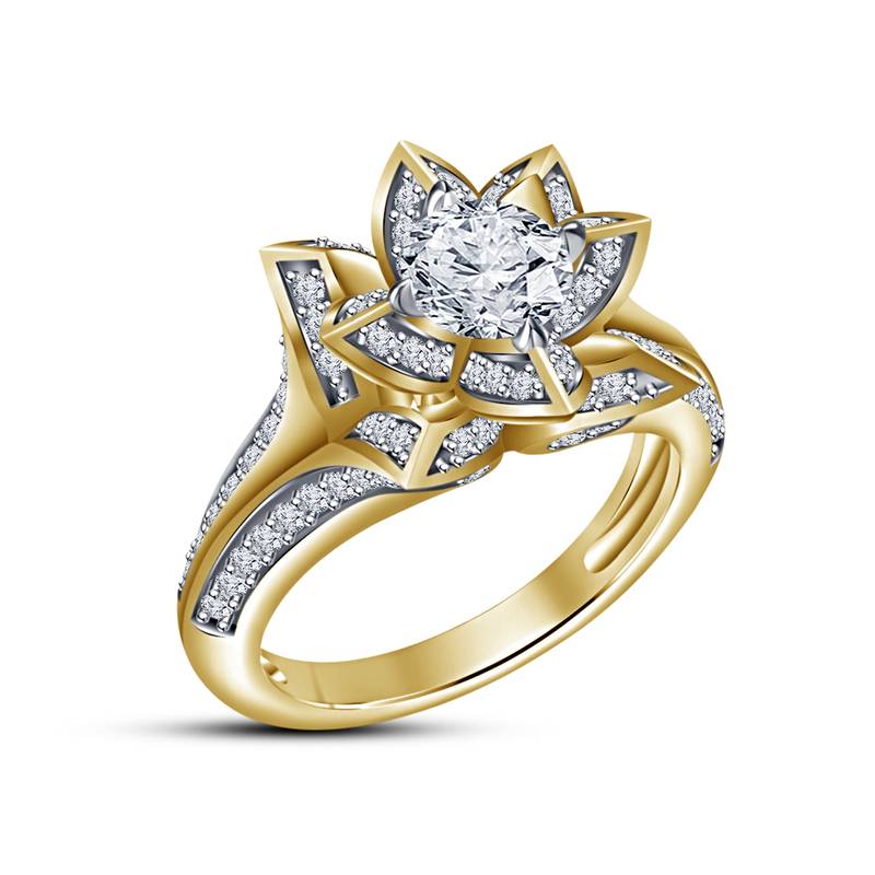 925 Sterling Silver Solid 14K Gold Plating Flower Shape Ring - Lilu ...
