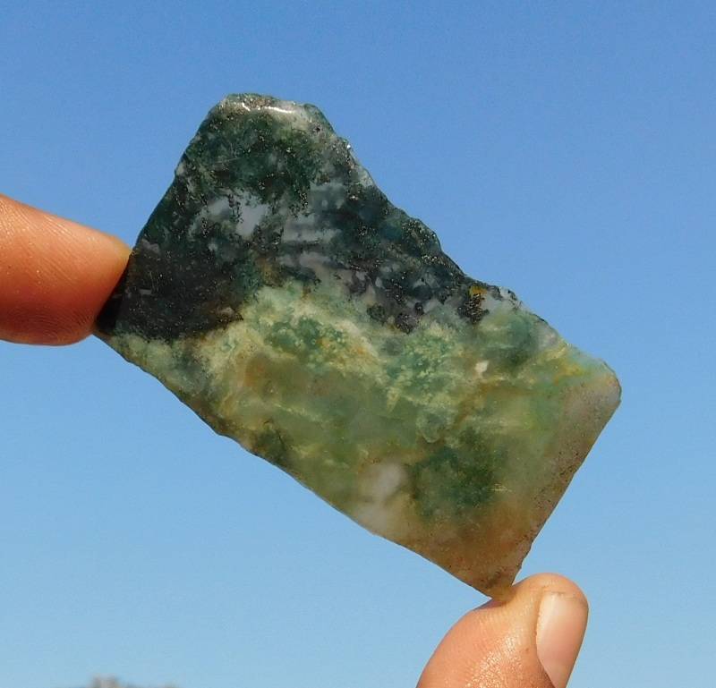 70.1 Cts 100% Natural Slice Mexican Attractive Green Moss Agate 58Mm ...