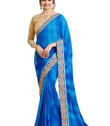 Blue printed georgette saree with blouse - TAANI FASHION - 2447797
