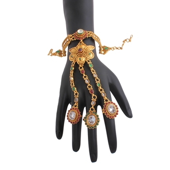 Gold plated antique haath phool - PANJARAT - 330109