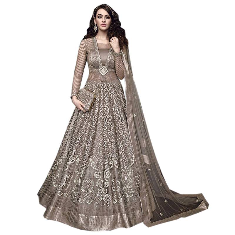 Silver embroidered net salwar - Shoponbit - 2470671