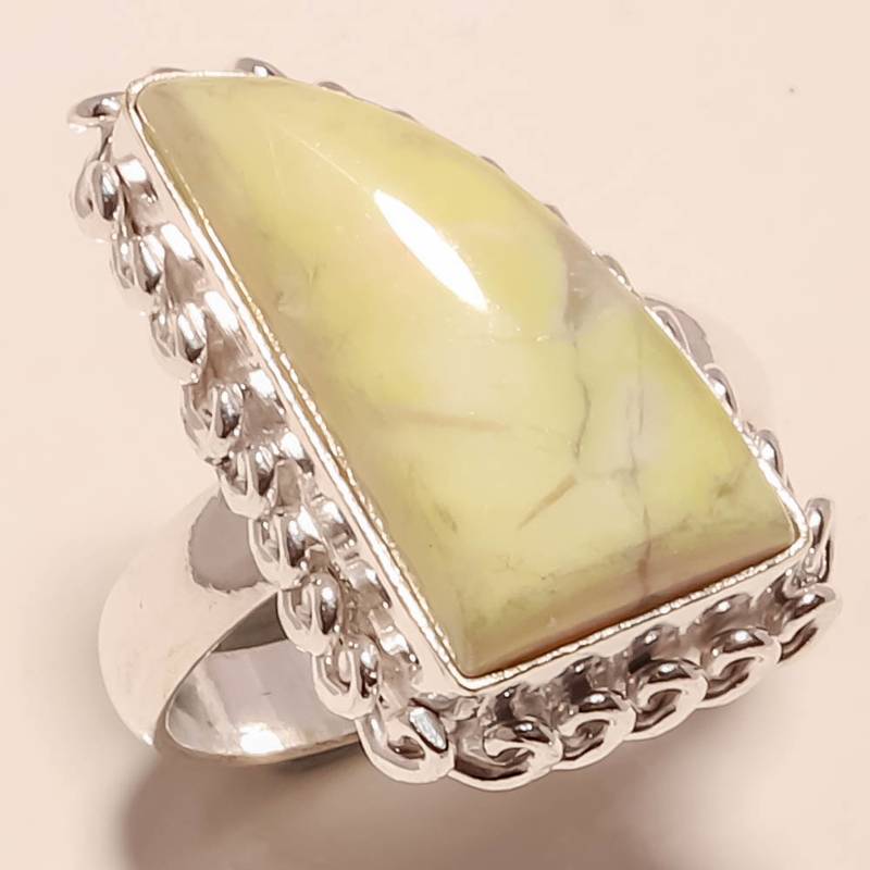 Yellow howlite gemstone 925 silver jewelry ring 7.5 - SILVER PRODUCTS ...
