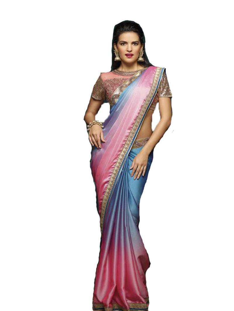 pink MULTI SAI CHIFFONE PADDING saree with blouse - Style Array - 2490742