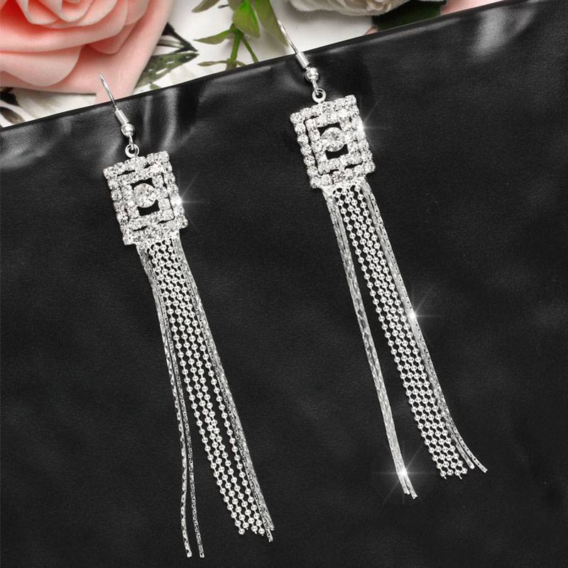 Silver Color Long Chain Earring - FashionCrab - 2497447